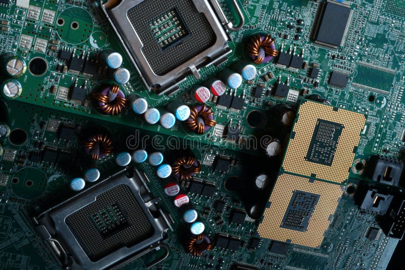 Detail of Computer Processor and Electronic Components on Pc ...