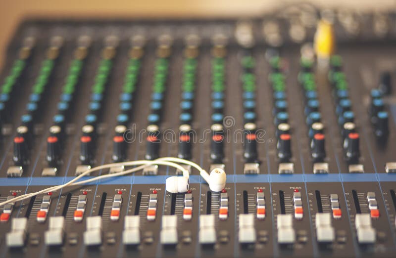 Detail of the Controls of an Audio Mixing Console. Stock Image - Image ...