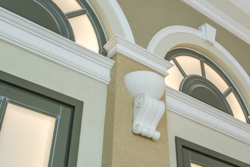 Detail of Corner Ceiling with Intricate Crown Molding on Column with ...