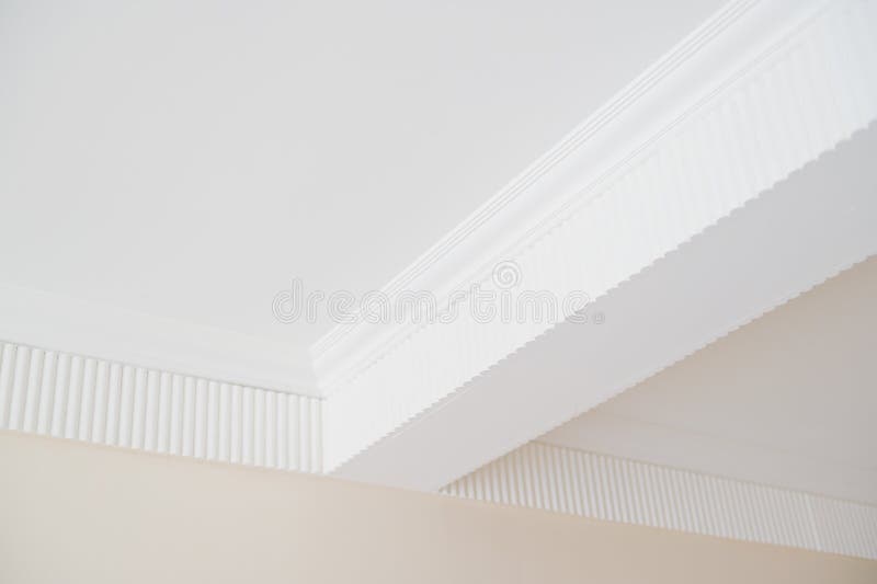 Detail of Corner Ceiling with Intricate Crown Molding in the White Room ...