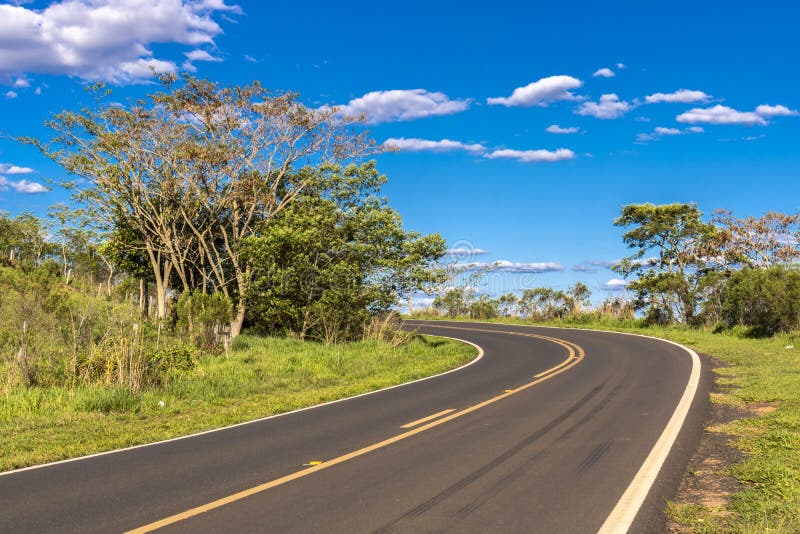 Detail of a Curve of the a Paved Road Stock Image - Image of asphalt ...