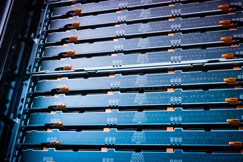 Detail of Data Center with Hard Drive Array Stock Photo - Image of ...
