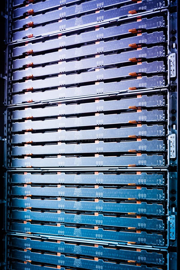 Detail of Data Center with Hard Drive Array Stock Image - Image of ...