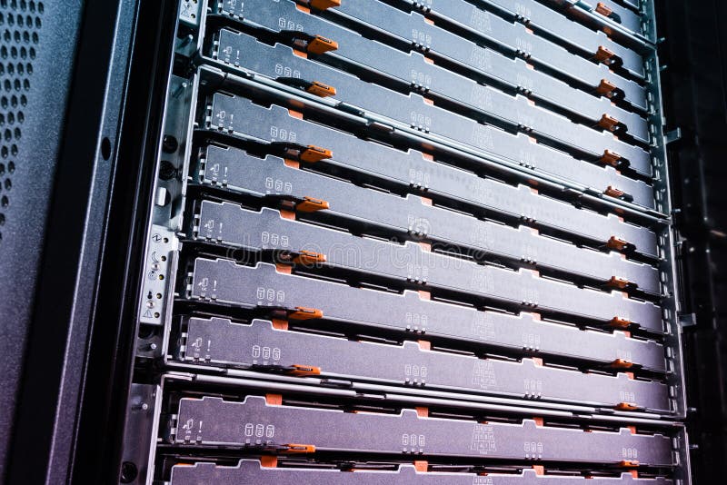 Detail of Data Center with Hard Drive Array Stock Photo - Image of ...
