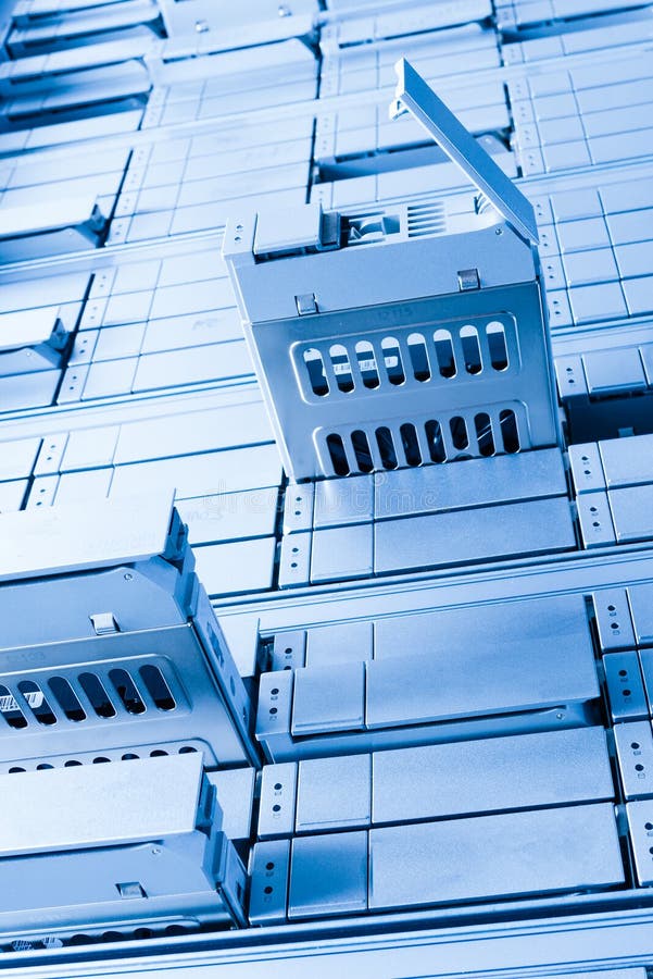 Detail of Data Center with Some of Hard Drive Bays Open Stock Image ...