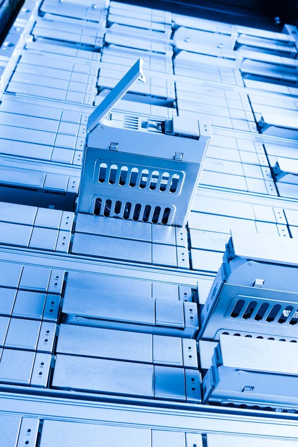Detail of Data Center with Some of Hard Drive Bays Open Stock Image ...