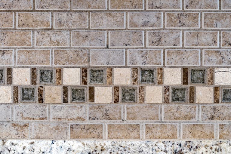 Detail of the Decorative Rectangular Tiles on a Kitchen Wall Stock ...
