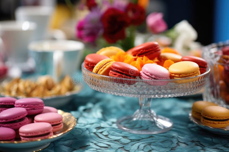 Detail of a Dessert Table with Colorful Macarons Stock Image - Image of ...