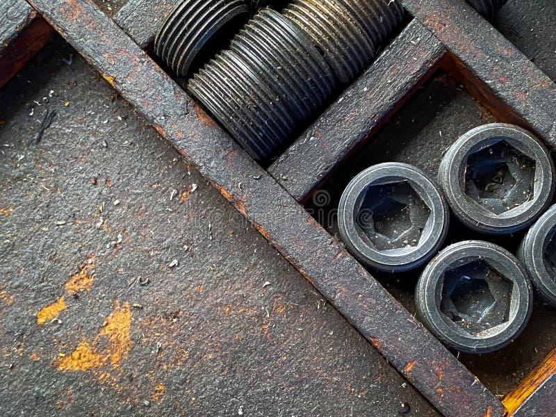 Detail of Different Metallic Bolts and Nuts Stock Photo - Image of ...