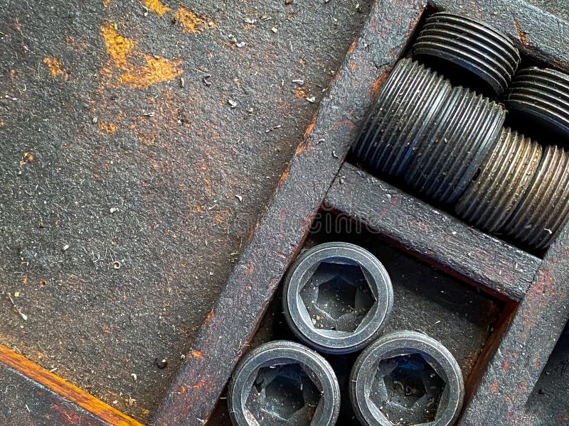 Detail of Different Metallic Bolts and Nuts Stock Photo - Image of ...