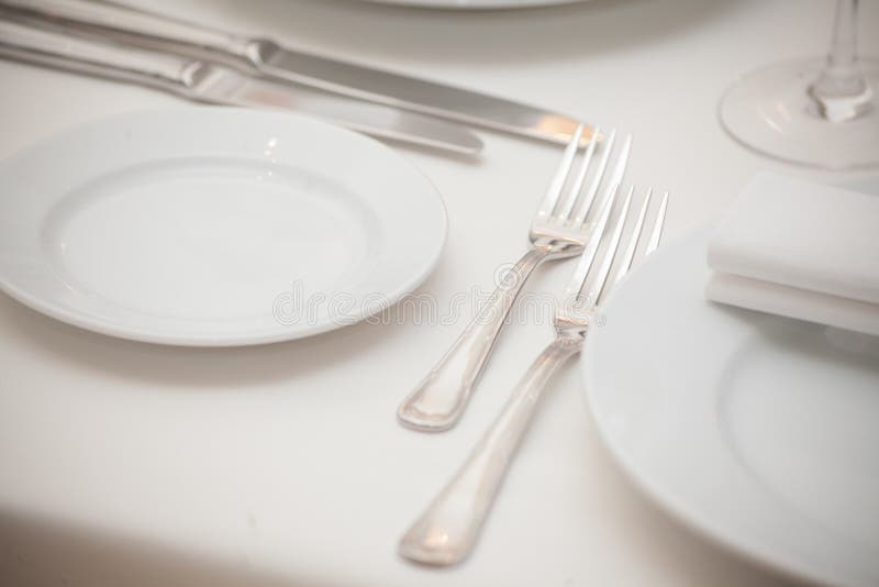 Detail of a Dining Table Set Up with Wine Glasses Stock Photo - Image ...