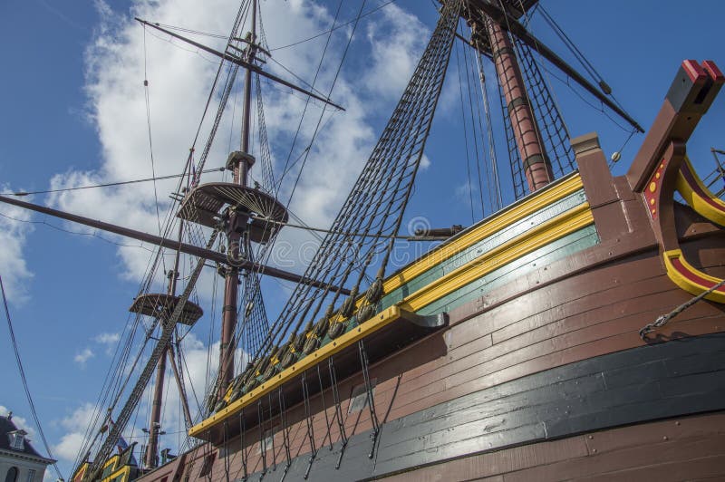 Detail of the Doen VOC Ship at the Scheepvaartmuseum Amsterdam the ...