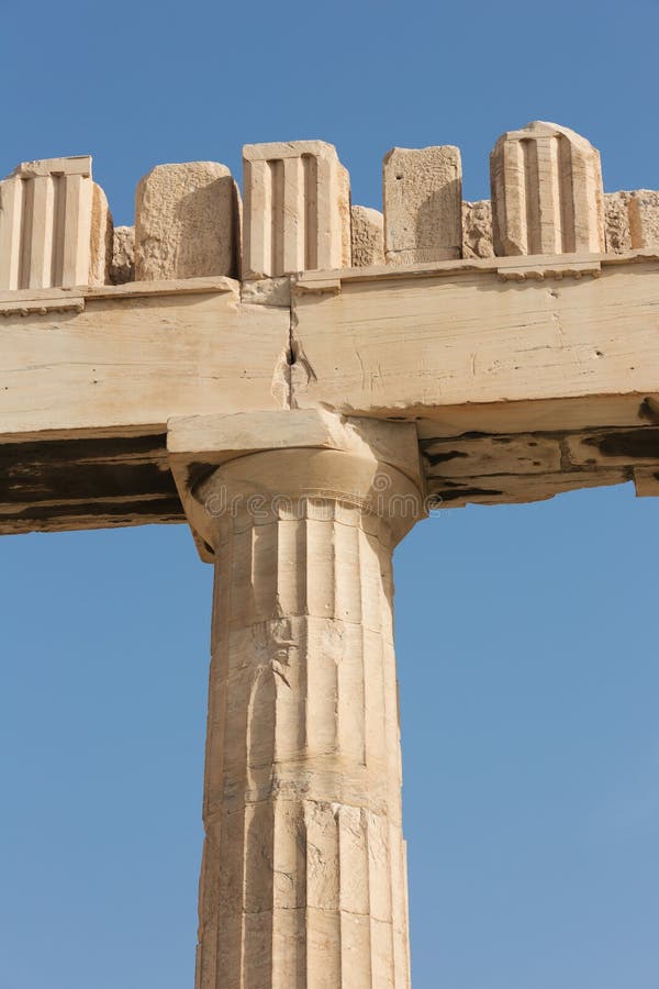 Detail of a Doric column stock photo. Image of archeology - 95904796