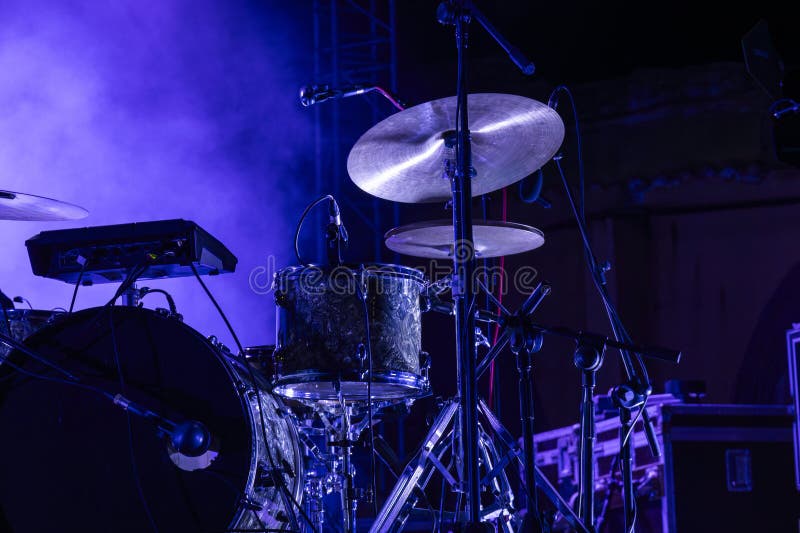 Detail of Drum Kit Set on a Concert Stock Photo - Image of cymbal ...