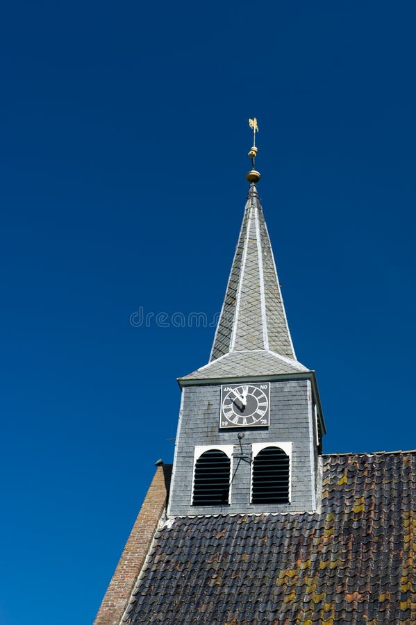 Dutch Church Tower with Clock Stock Image - Image of historical, roof ...