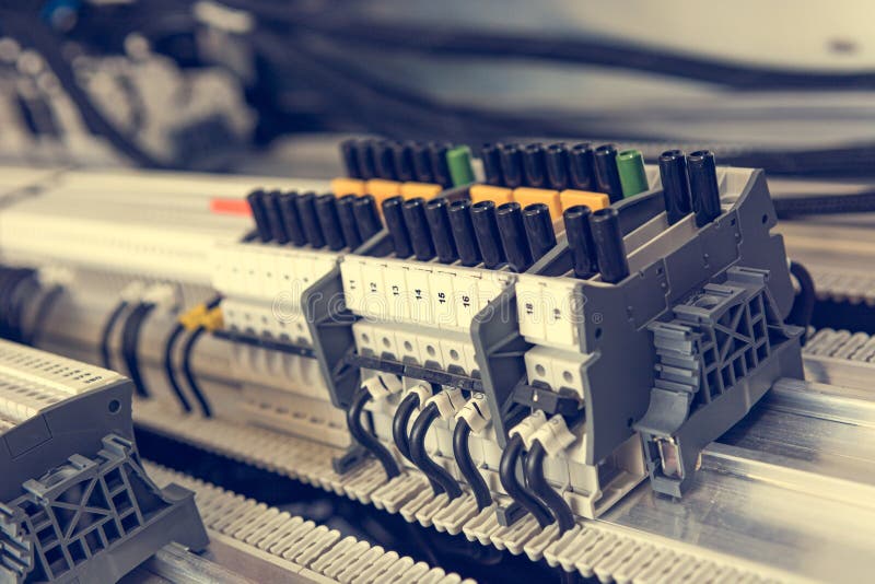 Detail of Electric Cubicle with Connector Strips. Stock Photo - Image ...