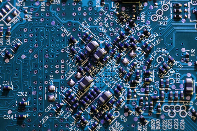 Detail of Electronic Components on Computer Graphic Card. Stock Image ...