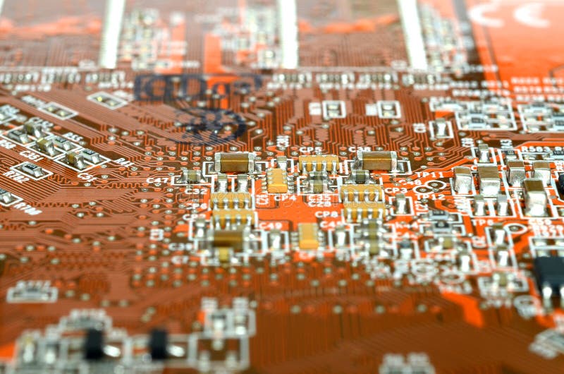 Detail of Electronic Components on Computer Graphic Card. Stock Image ...