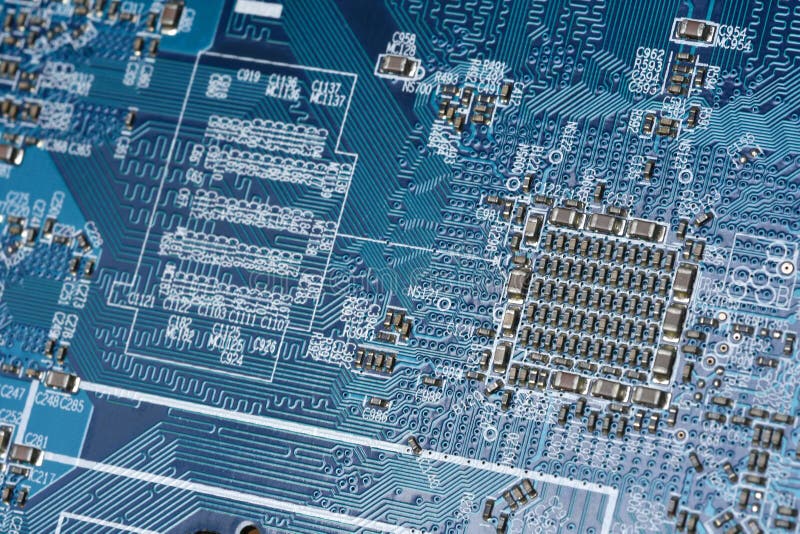 Detail of Electronic Components and Microchips on a Video Card. Latest ...