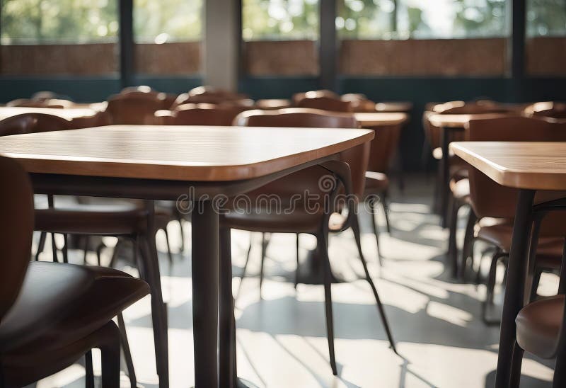 Detail of Empty Table in a Cafeteria Defocused Background Stock ...