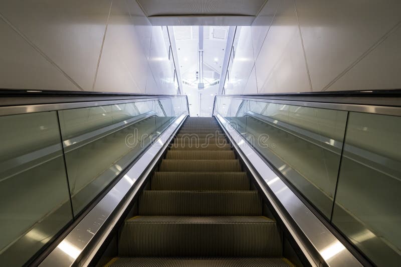 Detail of Escalator with Rubberized Hand Rail Steel Steps Stock Photo ...