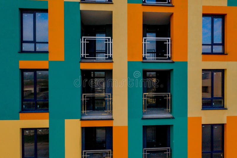 Detail Facade with Windows. Simple High-rise Residential Typical ...
