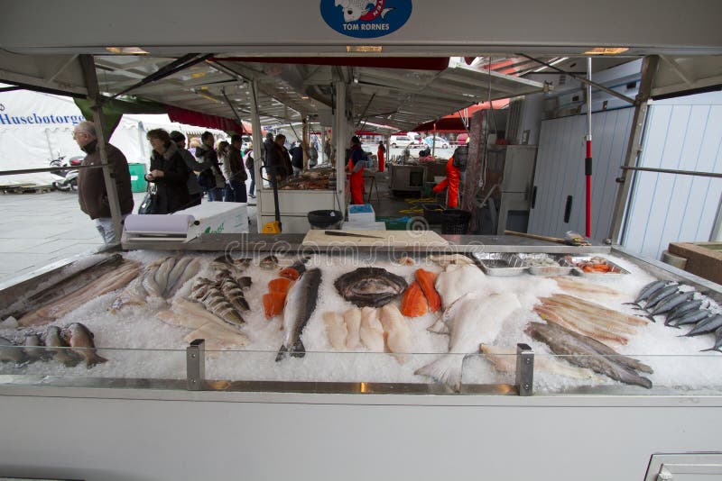 Detail from Fish Market in Bergen, Norway Editorial Stock Photo - Image ...