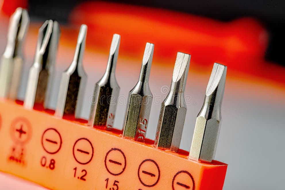 Detail of Flathead Precision Screwdriver Bits Stock Image - Image of ...