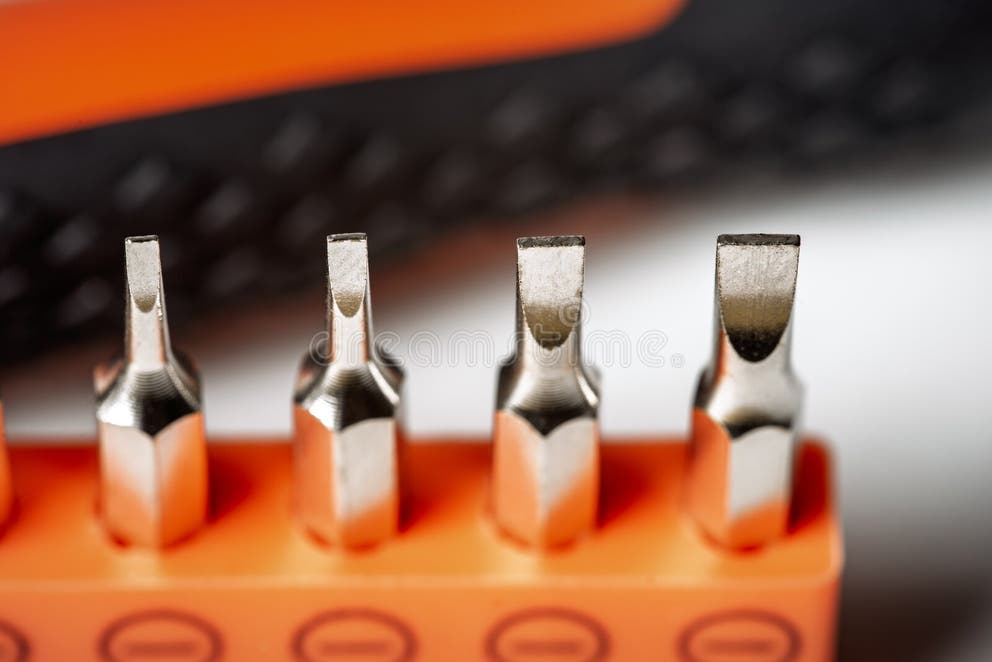 Detail of Flathead Precision Screwdriver Bits Stock Photo - Image of ...