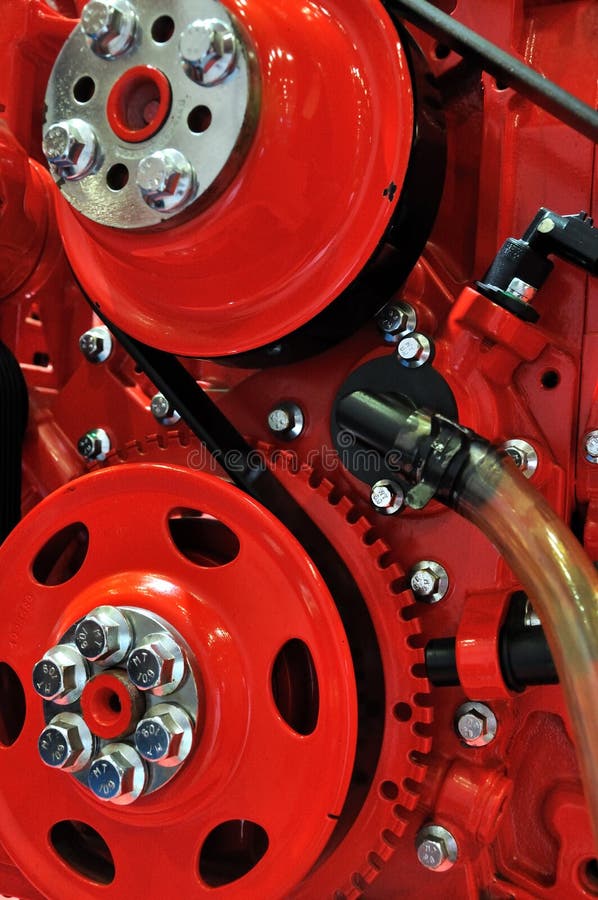 Detail of Flywheel and Belt, Diesel Engine Stock Image - Image of gear ...