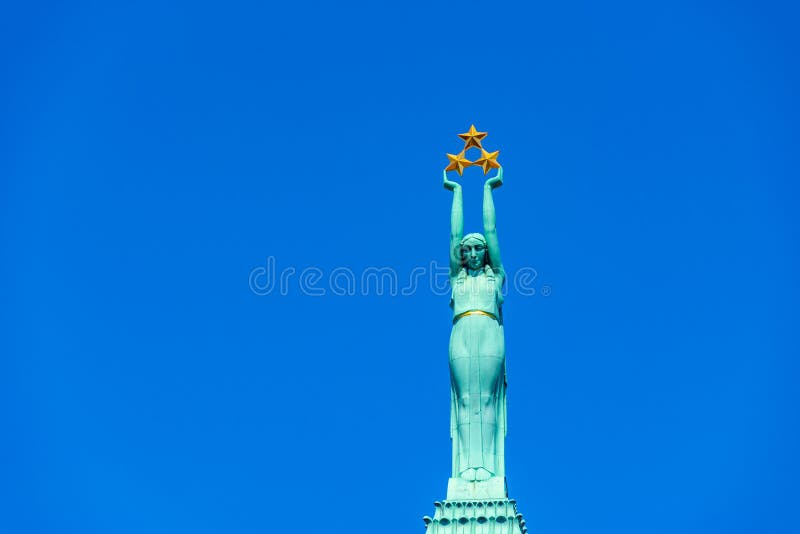 Detail of the Freedom Monument in Riga, Latvia. Stock Image - Image of ...