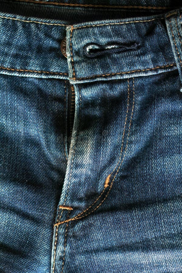 Detail of a Front of a Blue Used Jeans Stock Image - Image of cotton ...