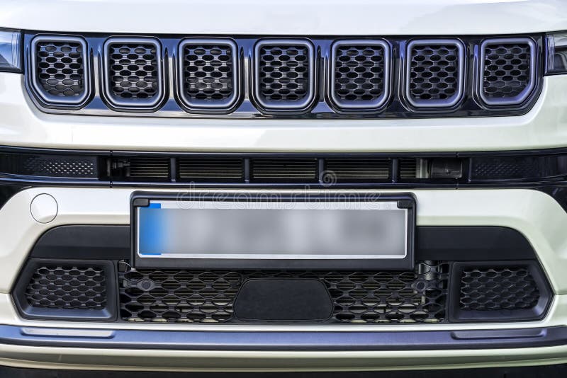 Detail of the Front Grill of a New White 4x4 Off-road Stock Image ...