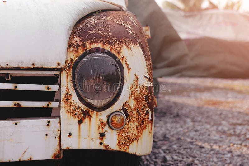 Detail of the Front Headlight of an Rusty Car Stock Image - Image of ...