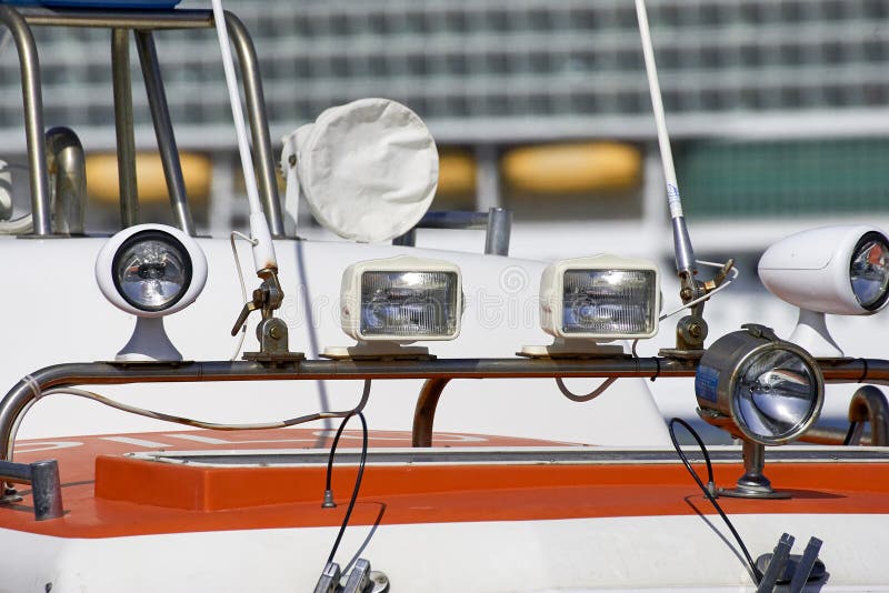 Detail of Front Navigational Light on Top a Boat Stock Image - Image of ...