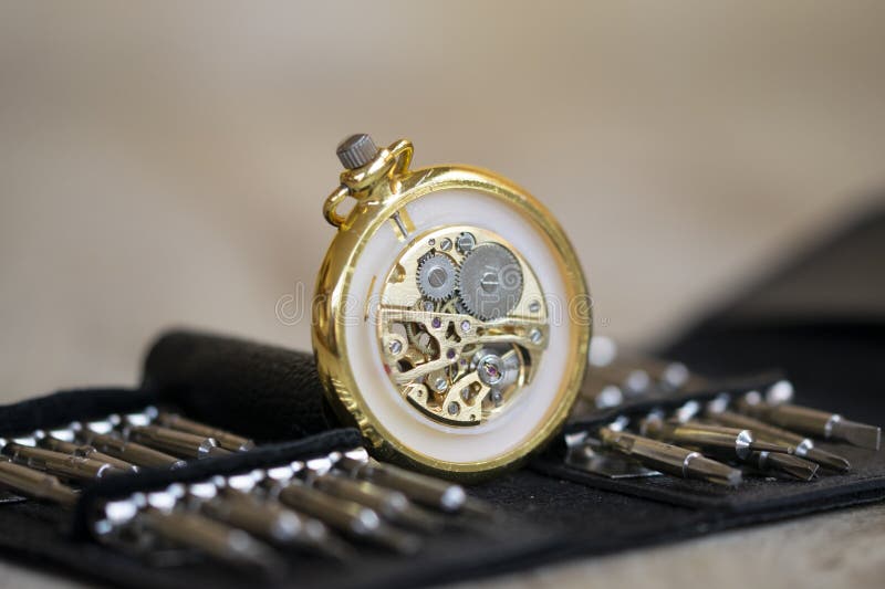 Detail of Gears of Pocket Watch Stock Image - Image of minute, clock ...