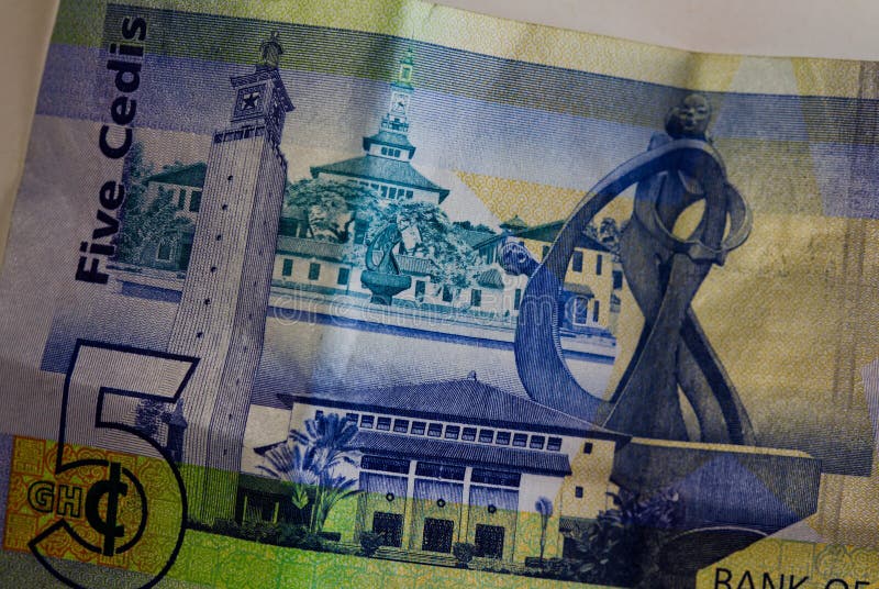 Detail of Ghana Five Cedis Bank Note Back Side Stock Image - Image of ...