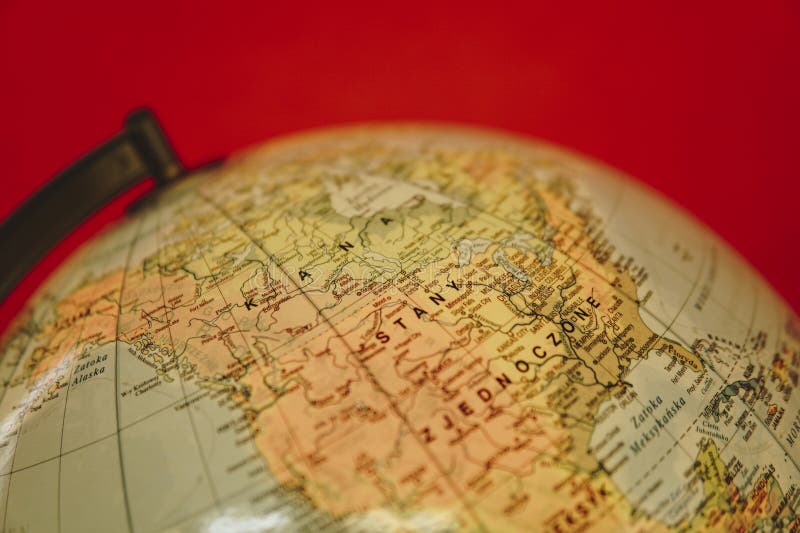 Detail Globe Model Political Map Red Background Stock Photos - Free ...
