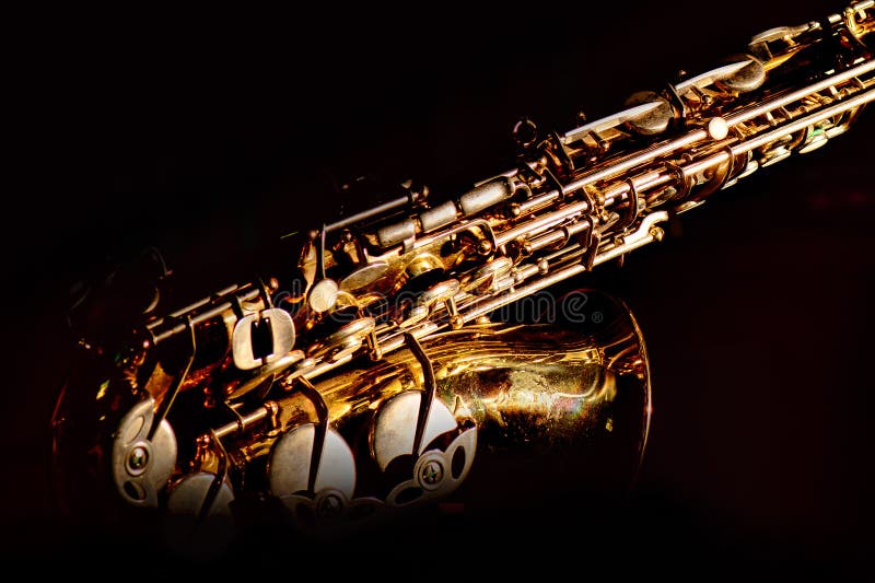 Detail of a Gold Colored Saxophone Stock Image - Image of colored ...