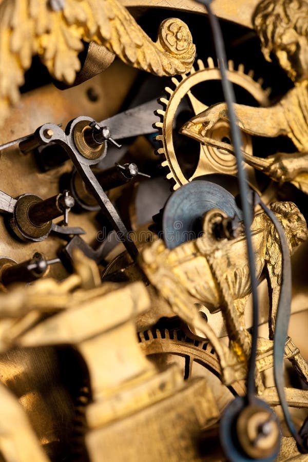 Detail of Gold Historic Clock, Clockwork Stock Image - Image of minute ...