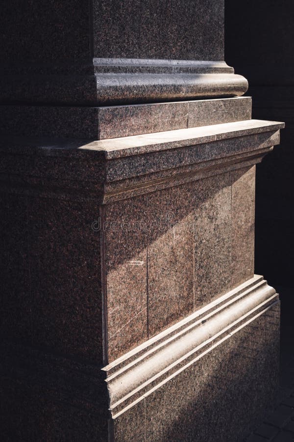 Detail of a Granite Figured Column with Contrasting Shadows Stock Photo ...