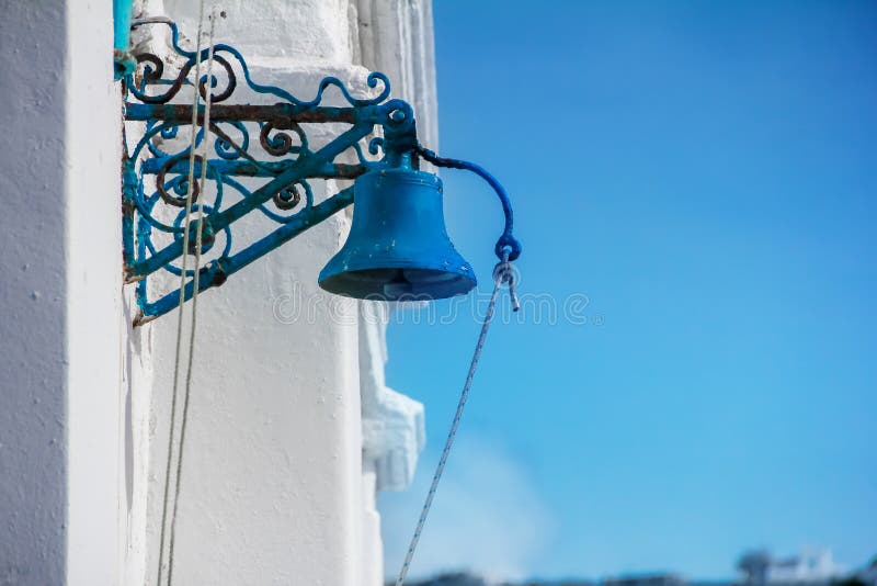 A detail of a greek bell stock image. Image of history - 64657417