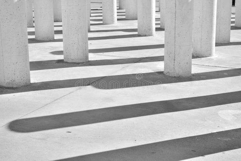 Columns and Their Shadows, Black and White Stock Image - Image of ...