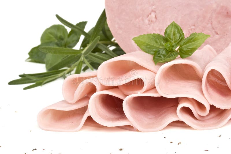 Detail of ham with herbs stock photo. Image of meal, snack - 5004894