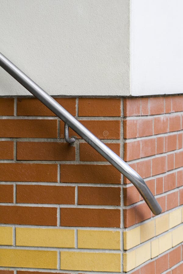 Detail of an Hand Rail on a Brick-wall Stock Image - Image of step ...
