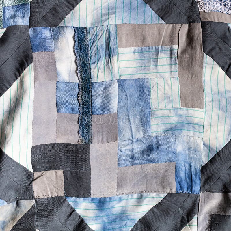 Detail of Hand-stitched Patchwork Quilt Stock Photo - Image of ...