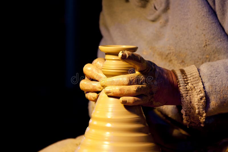 A Detail of the Hands of a Working Jar Clay Man Stock Image - Image of ...
