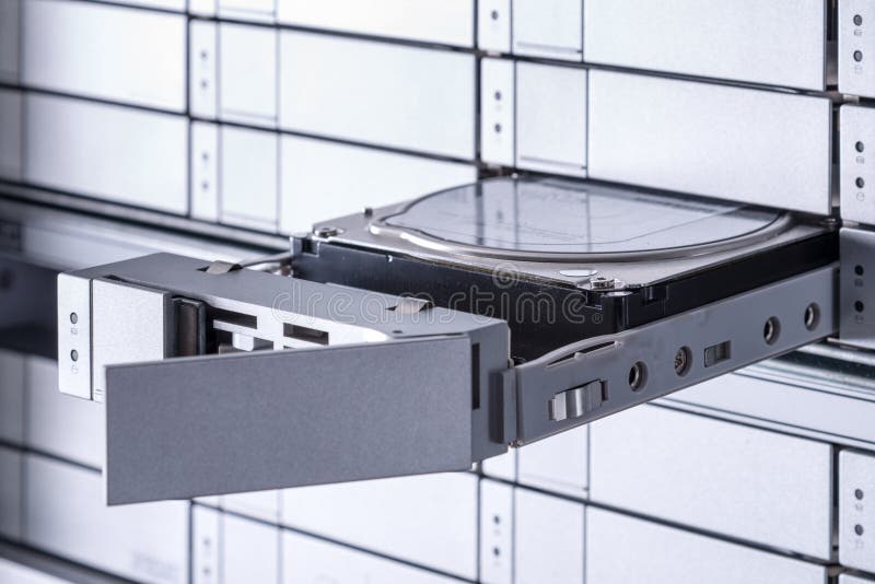 Detail of Hard Disk in a Tray that is Being Installed Inside Dat Stock ...