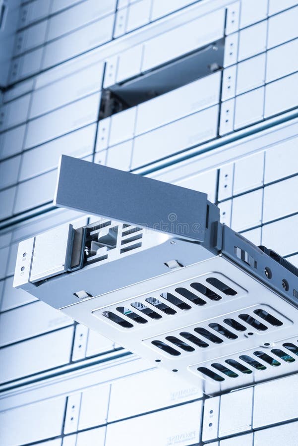 Detail of Hard Disk in a Tray that is Being Installed Inside Dat Stock ...