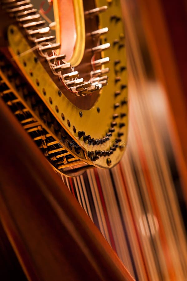 Detail of harp closeup stock image. Image of classical - 64653109